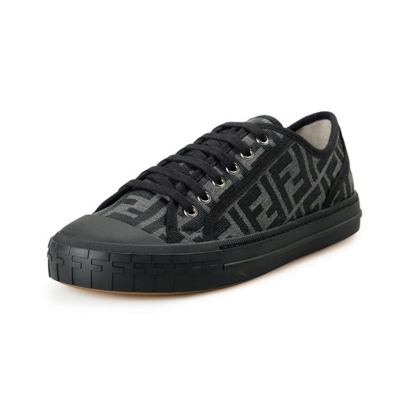 Fendi | Shoes | Fendi Mens Domino Black Jacquard Ff Print Low Top ...